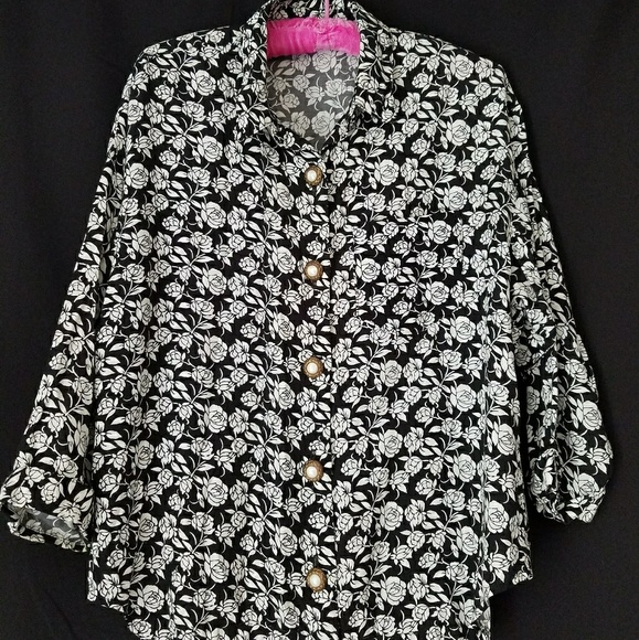 Vintage | Tops | Vintage 8s Rose Print Blouse | Poshmark